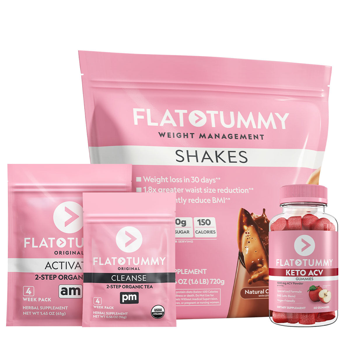 Flat Tummy Co's Triple Threat Bundle: Shakes, Tea & Gummies